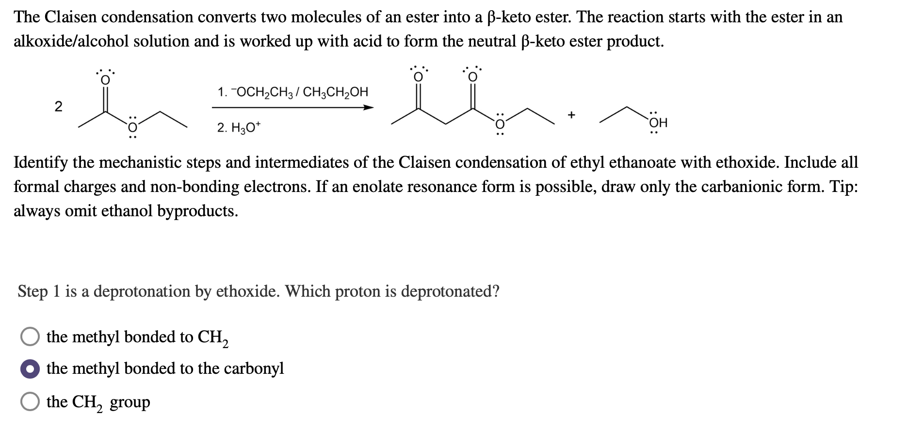 Solved The Claisen condensation converts two molecules of an | Chegg.com