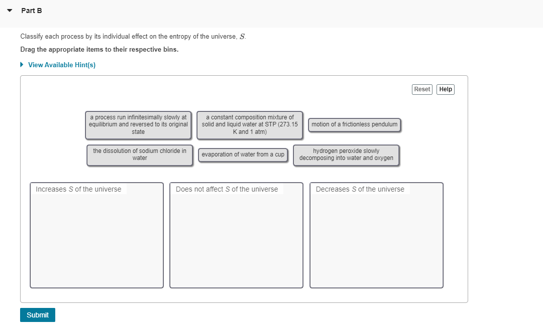 Solved Classify each process by its individual effect on the | Chegg.com
