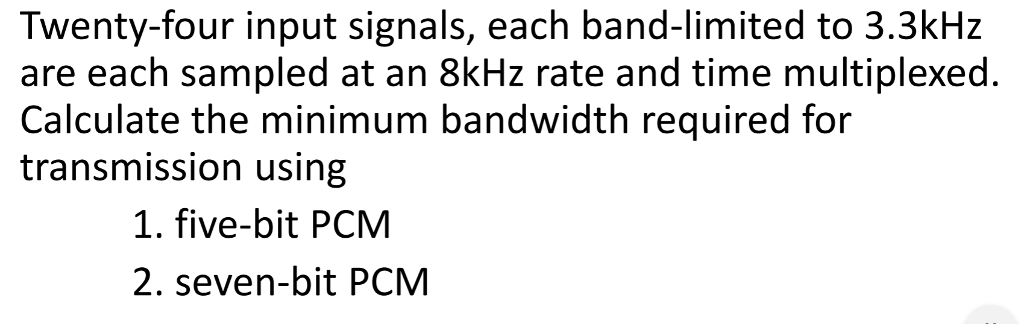 Solved Twenty-four input signals, each band-limited to | Chegg.com