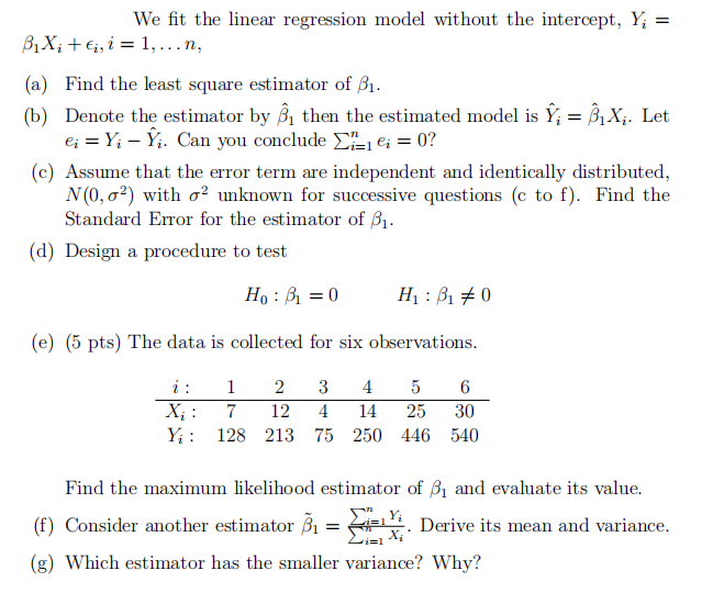 We fifit the linear regression model without the | Chegg.com