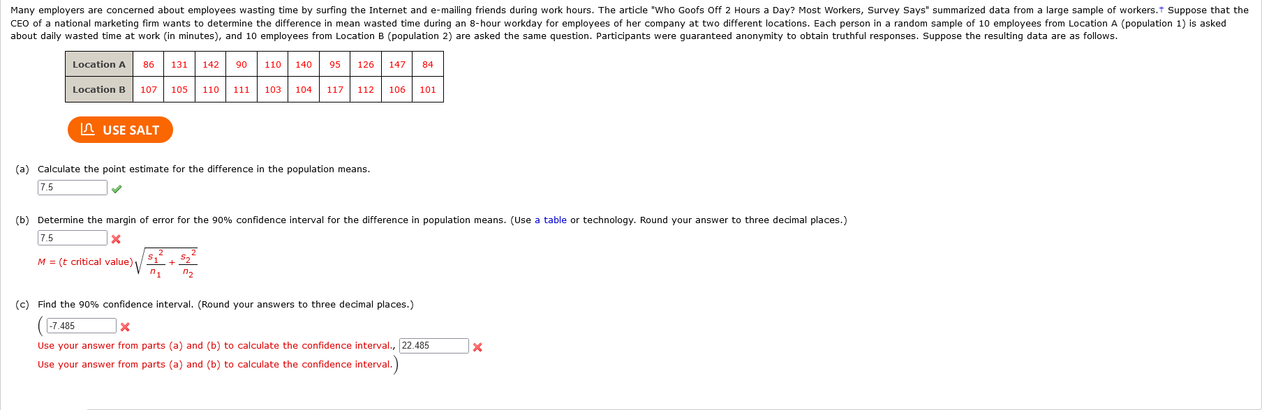Solved (a) Calculate the point estimate for the difference | Chegg.com