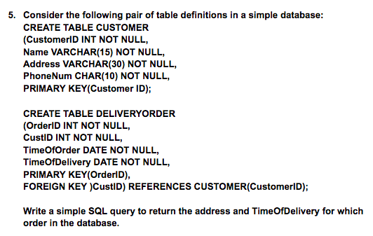 Solved 5. Consider the following pair of table definitions | Chegg.com
