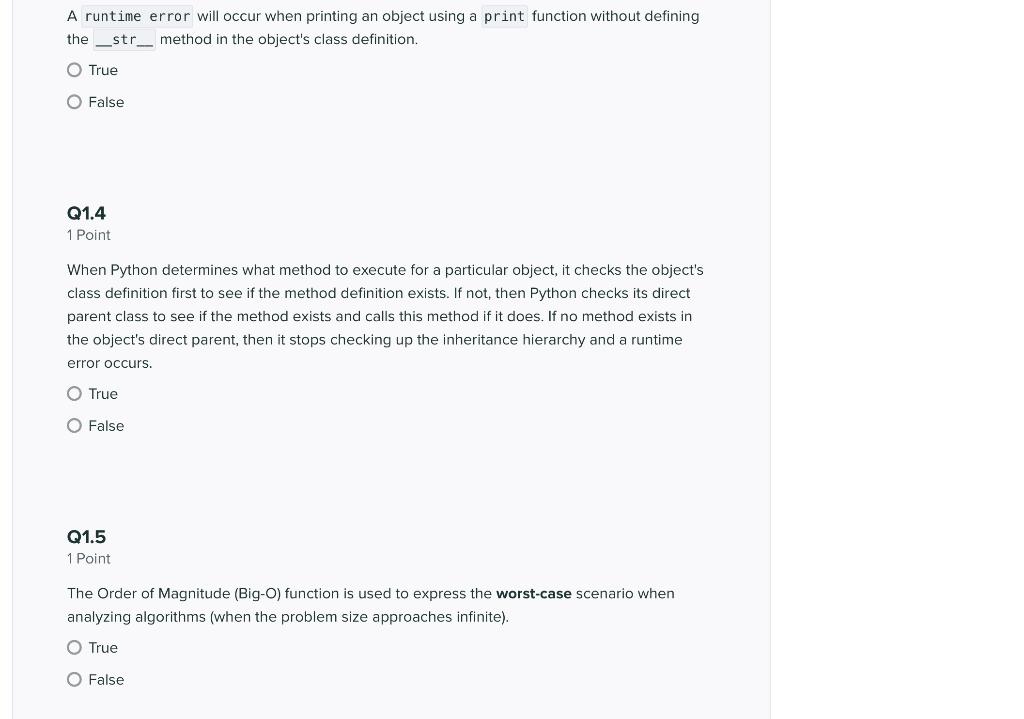 Solved A runtime error will occur when printing an object | Chegg.com