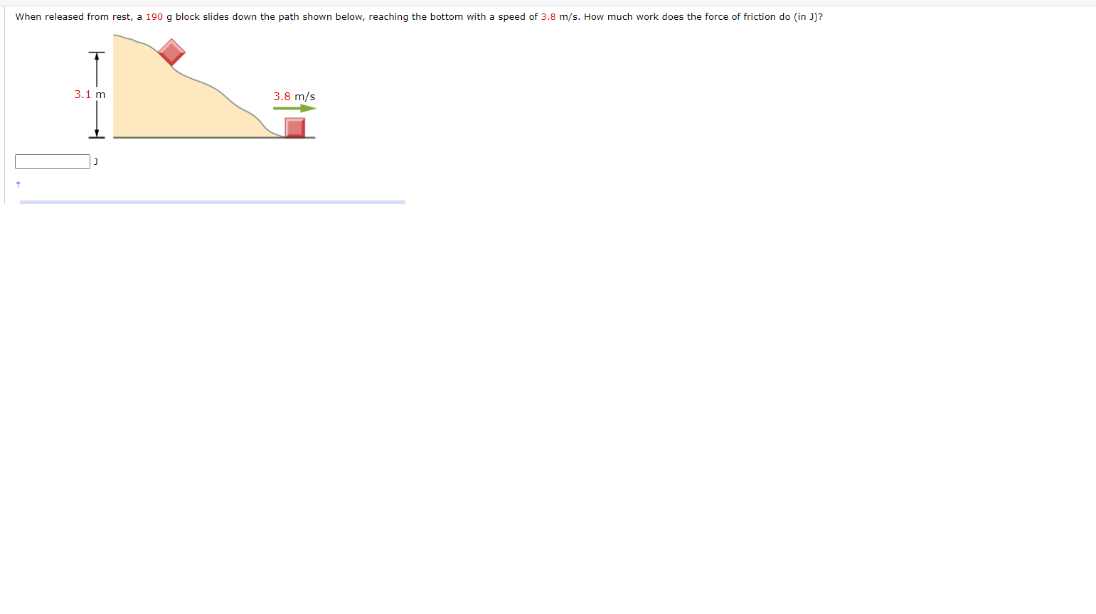 Solved When released from rest, a 190 g block slides down | Chegg.com