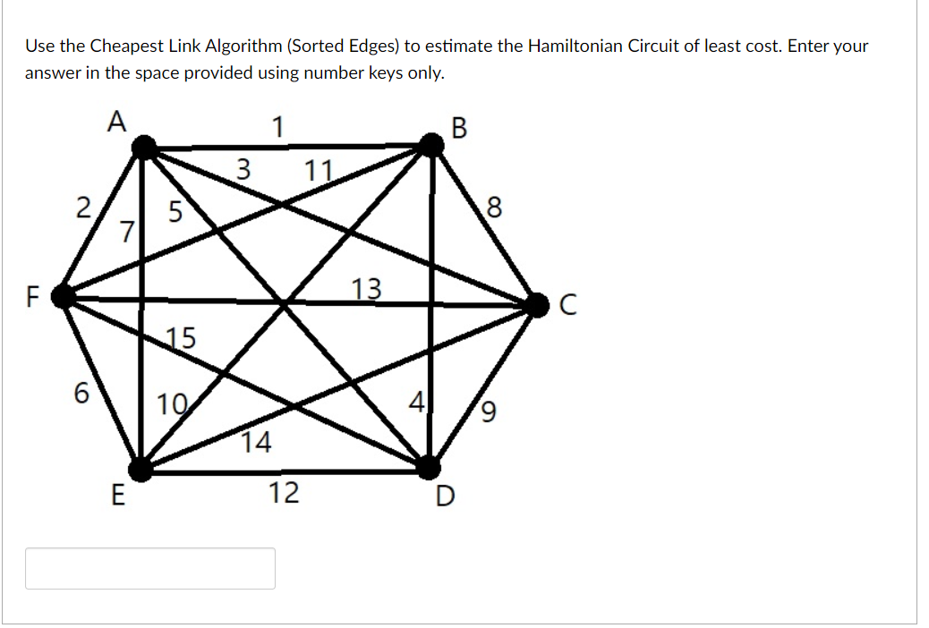 Solved Use the Cheapest Link Algorithm (Sorted Edges) to | Chegg.com