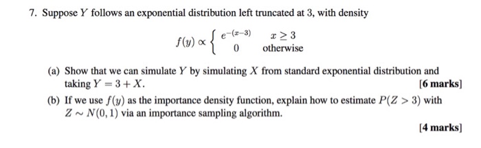 Solved Suppose Y follows an exponential distribution left | Chegg.com