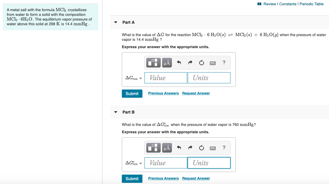 Solved Review Constants Periodic Table A metal salt with the | Chegg.com