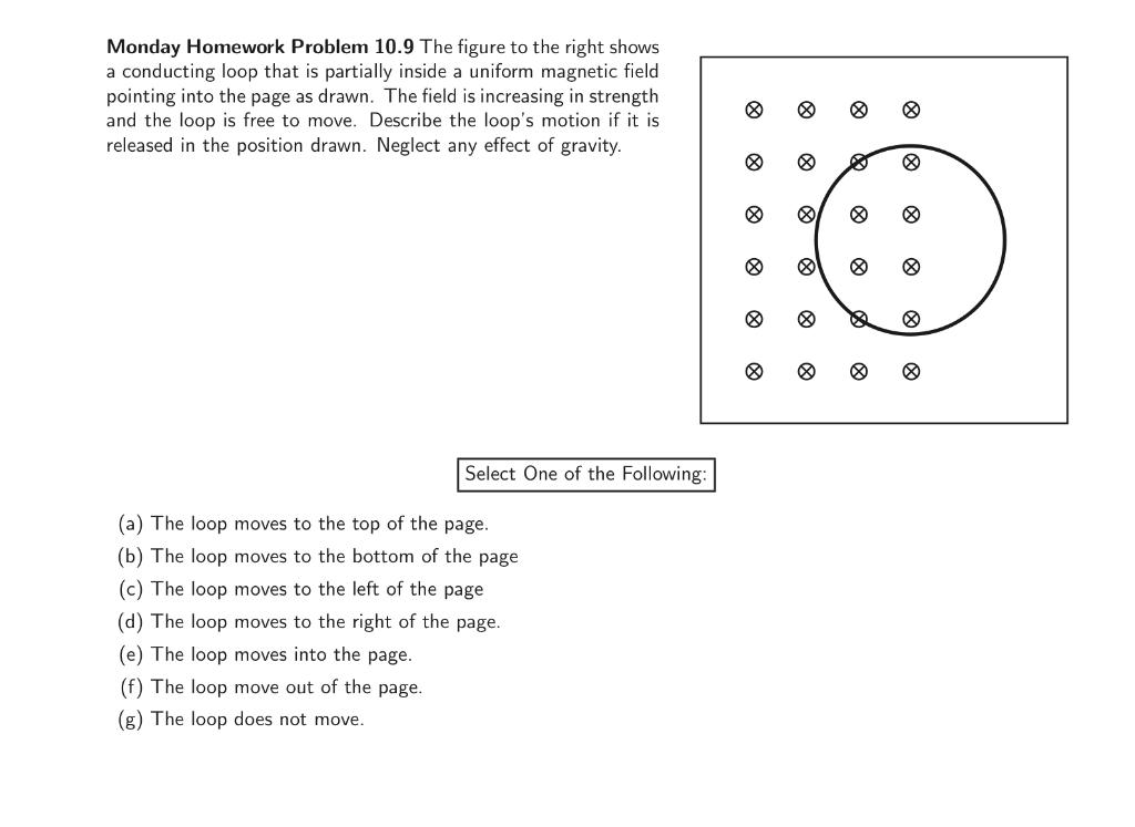 Solved Monday Homework Problem 10.9 The figure to the right | Chegg.com