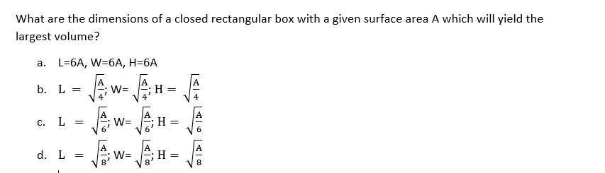 Solved What Are The Dimensions Of A Closed Rectangular Box Chegg