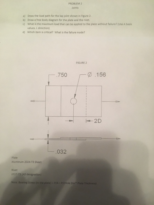 Solved PROBLEM 2 Joints a) Draw the load path for the lap | Chegg.com