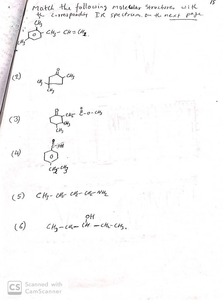Solved Match the following molecular structures with the | Chegg.com