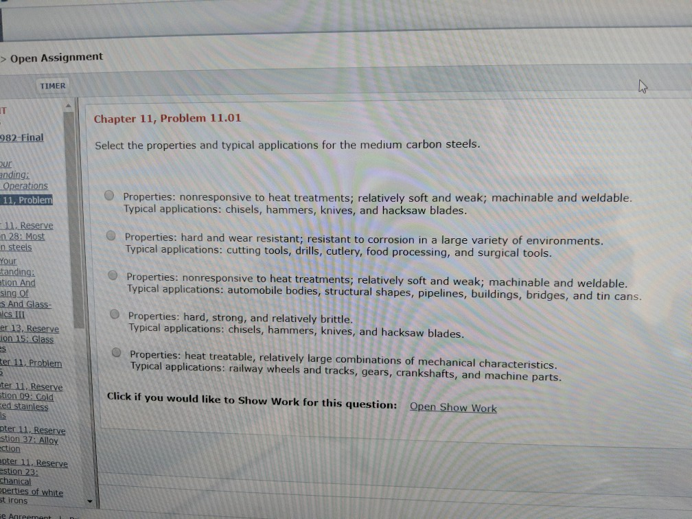 Solved > Open Assignment TIMER Chapter 11, Problem 11.01 | Chegg.com