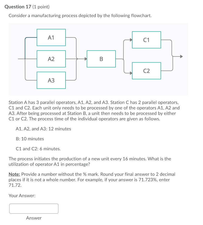 Solved Question 17 (1 point) Consider a manufacturing | Chegg.com