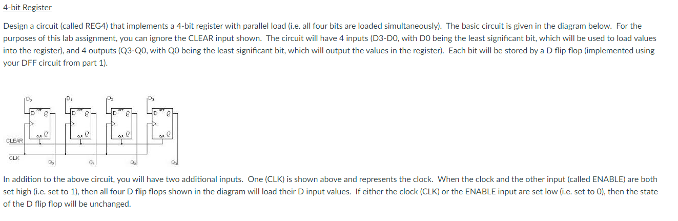 Solved 4-bit Register Design a circuit (called REG4) that | Chegg.com