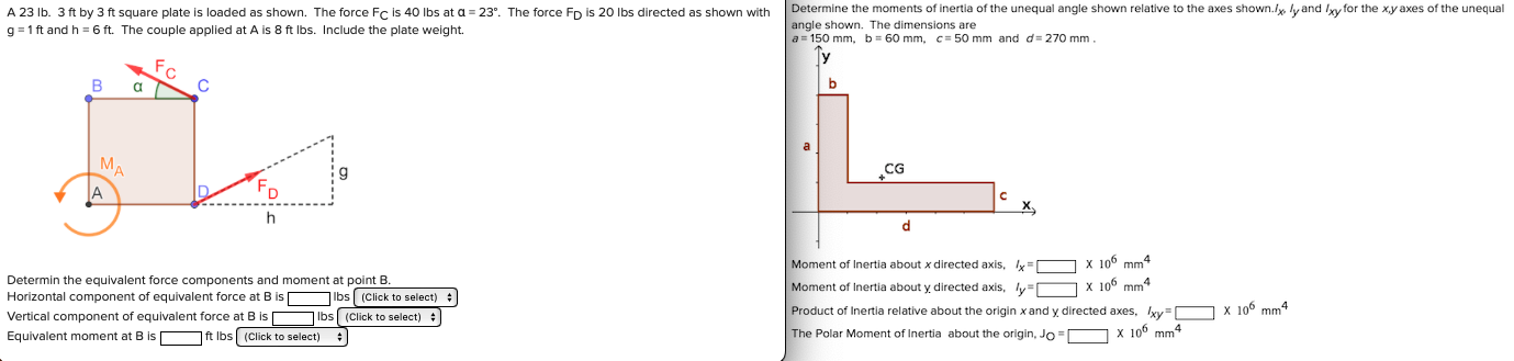 Solved A 23lb.3ft by 3ft square plate is loaded as shown. | Chegg.com