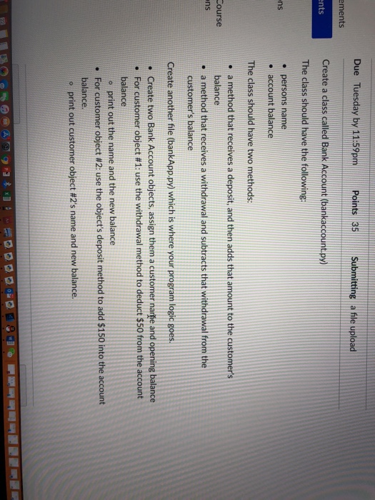 Solved Due Tuesday by 11:59pmPoints 35 Submitting a file | Chegg.com