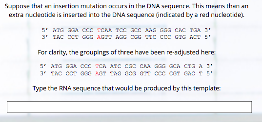 Solved Suppose that an insertion mutation occurs in the DNA | Chegg.com