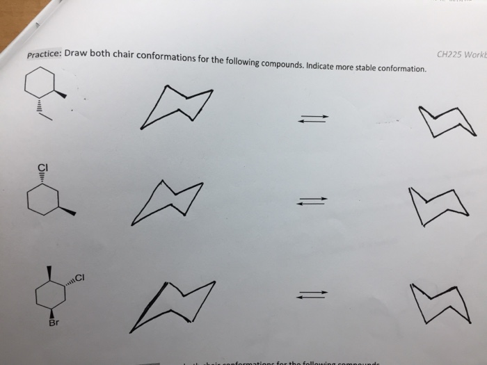 Solved CH225 Workb Practice: Draw both chair conformations | Chegg.com