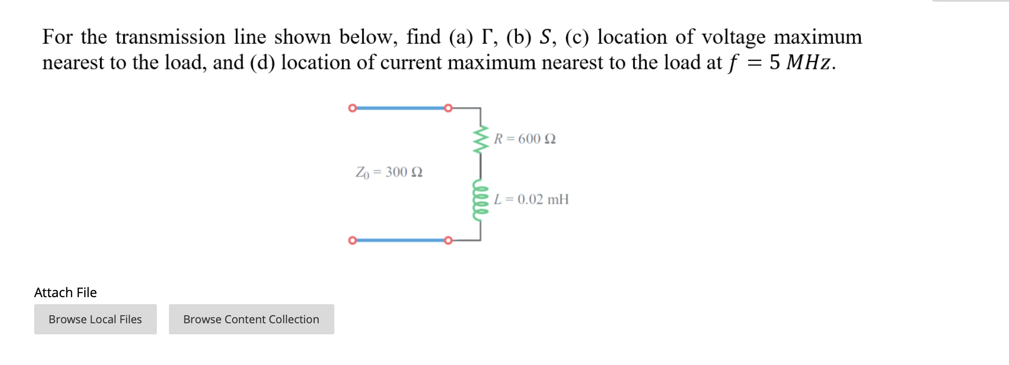 Solved For the transmission line shown below, find (a) Γ, | Chegg.com