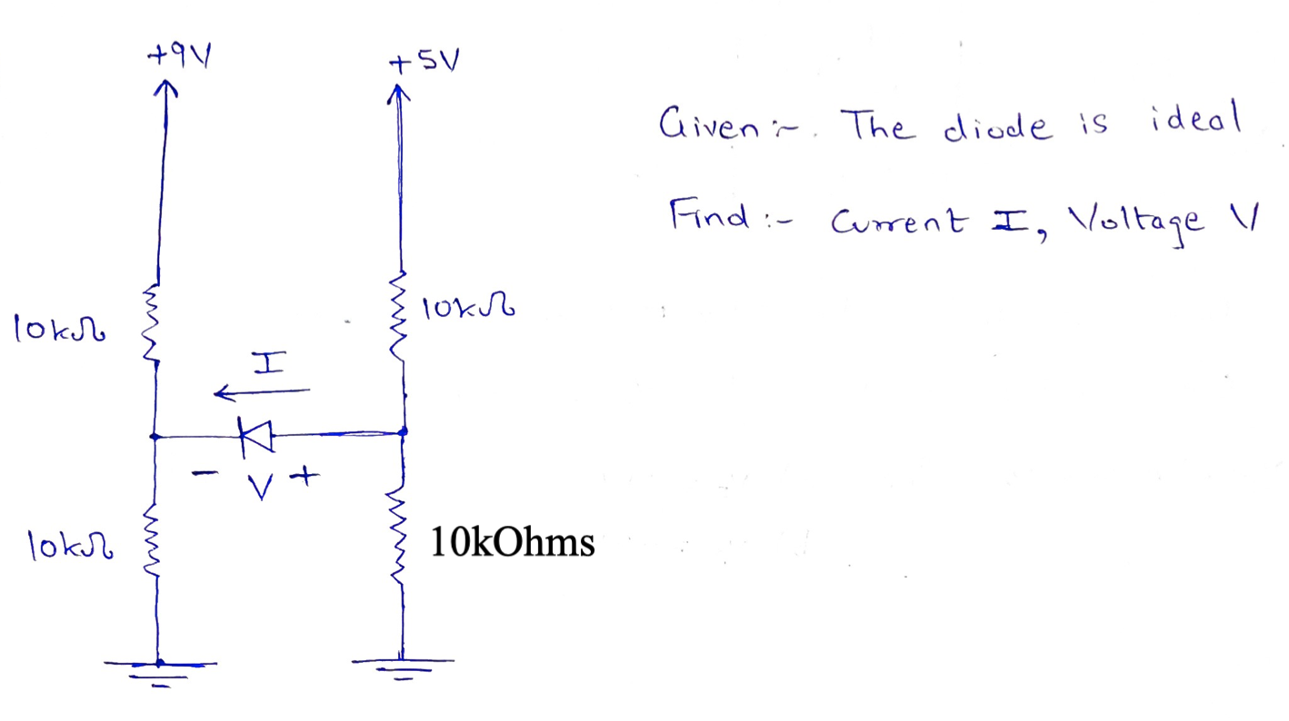 Solved Given: . The diode is ideal Find:- Current I, Voltage | Chegg.com