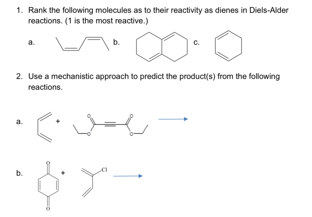 Solved Rank the following molecules as to their reactivity | Chegg.com
