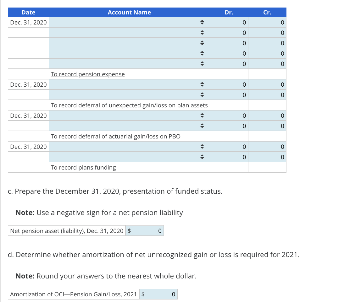 Solved Preparing Pension Journal Entries and Pension | Chegg.com