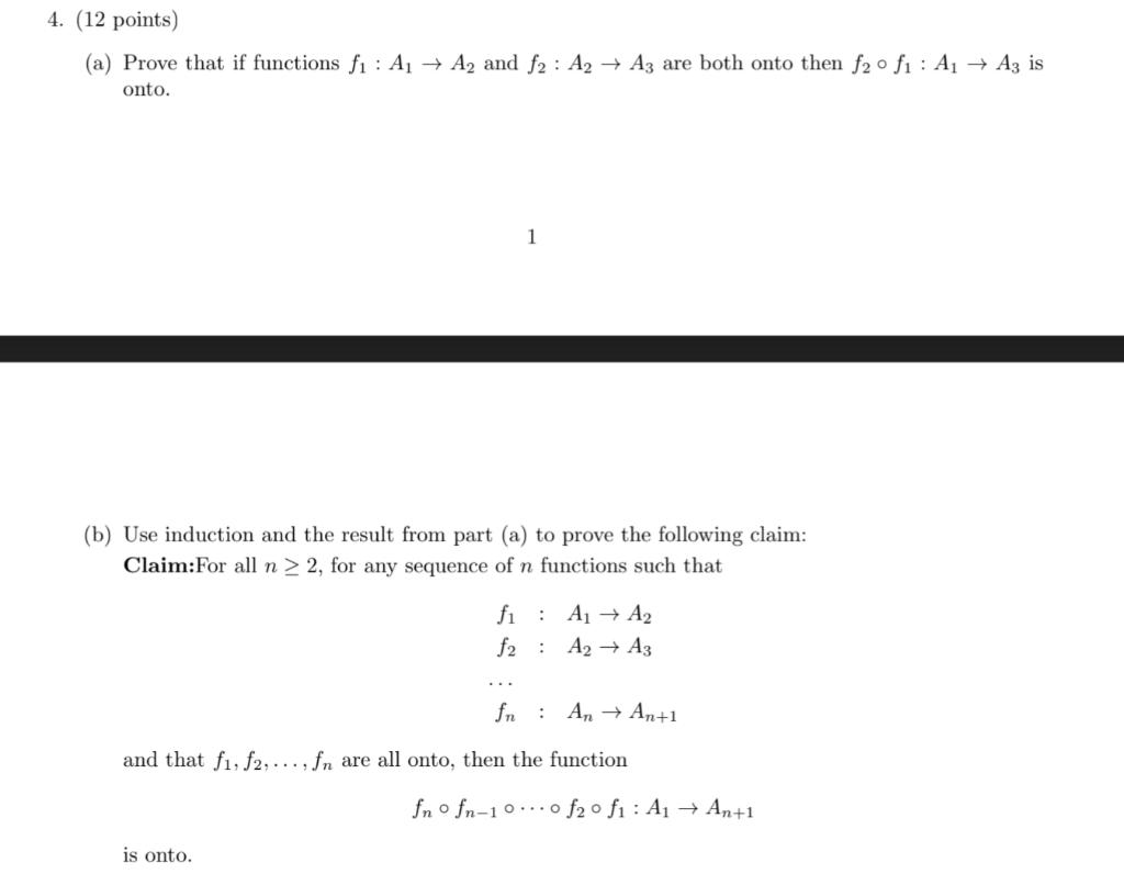 Solved 4. (12 points) (a) Prove that if functions fi: A1 + | Chegg.com