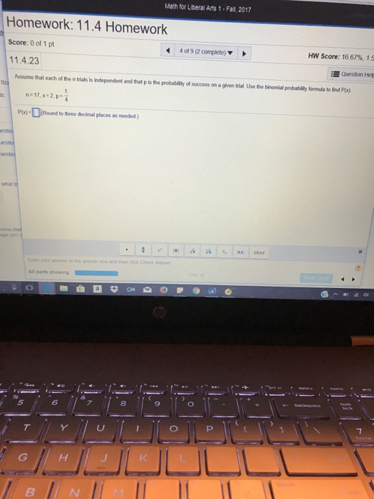 Solved Math for Liberal Arts 1-Fal, 2017 Homework: 11.4 | Chegg.com