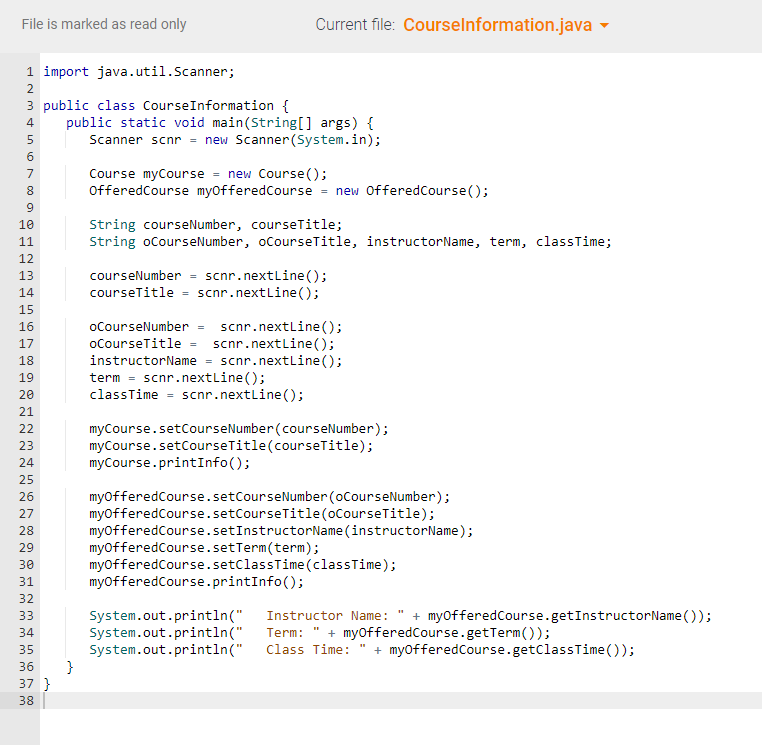 Solved Course information (derived classes) Given main(), | Chegg.com