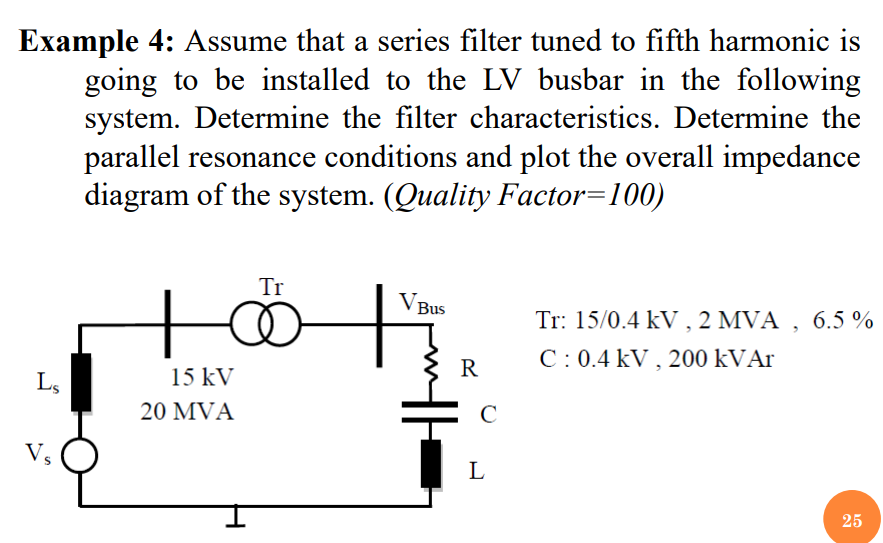Solved Example 4: Assume that a series filter tuned to fifth | Chegg.com