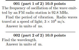 001 (part 1 ﻿of 2) 10.0 ﻿pointsThe frequency of | Chegg.com