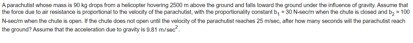 Solved A parachutist whose mass is 90kg ﻿drops from a | Chegg.com