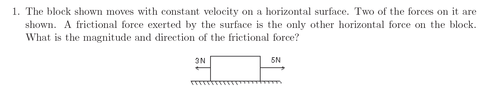 Solved 1. The block shown moves with constant velocity on a | Chegg.com