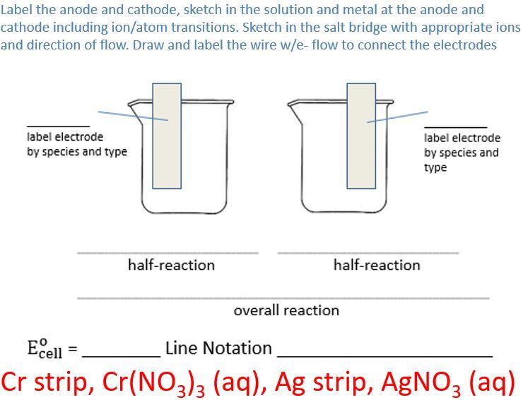 Solved Label the anode and cathode, sketch in the solution | Chegg.com
