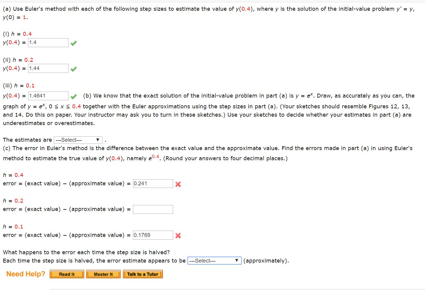 Solved (a) Use Euler's method with each of the following | Chegg.com