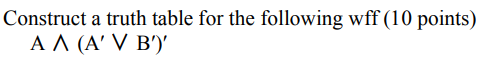 Solved Construct a truth table for the following wff (10 | Chegg.com