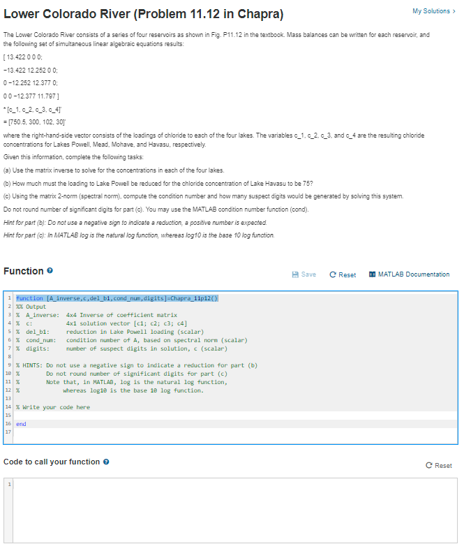 Solved Lower Colorado River (Problem 11.12 in Chapra) My | Chegg.com