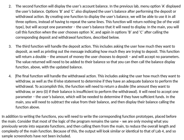 Solved In this lab, you will practice with writing modular | Chegg.com