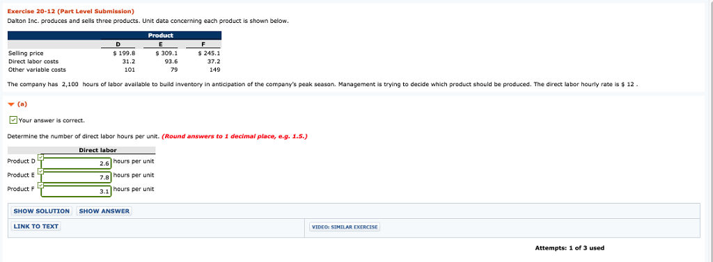 Solved Exercise 20-12 (Part Level Submission) Dalton Inc. | Chegg.com