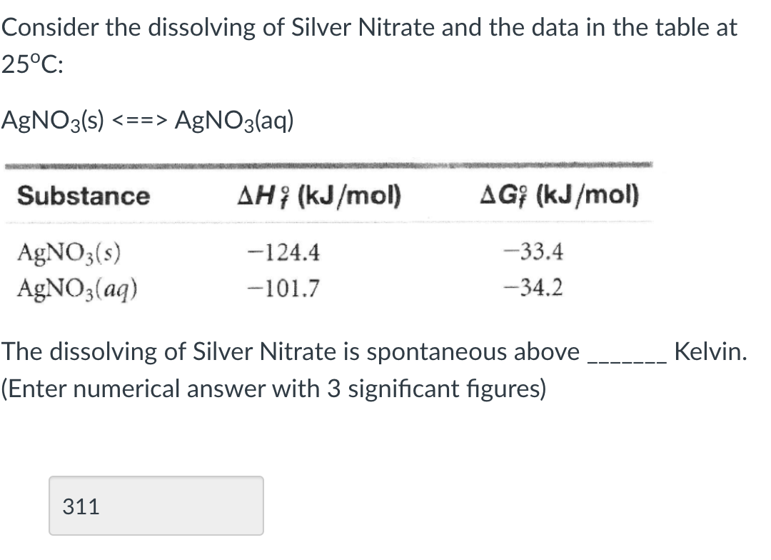 Solved Consider the dissolving of Silver Nitrate and the | Chegg.com