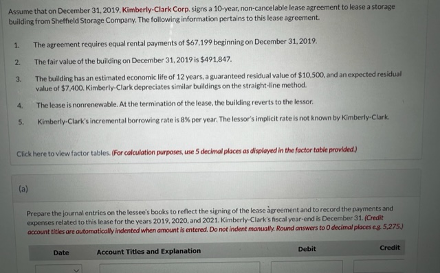 Solved Assume that on December 31, 2019, Kimberly-Clark | Chegg.com