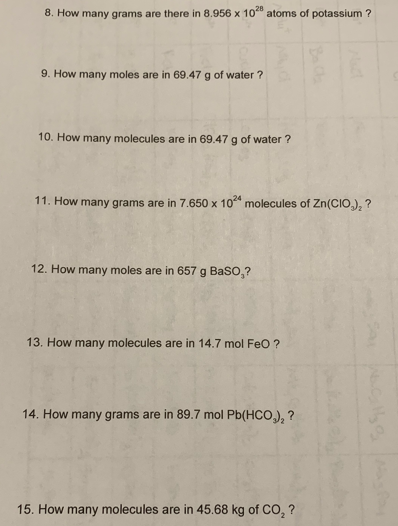 Solved 8. How many grams are there in 8.956 x 10*° atoms of | Chegg.com