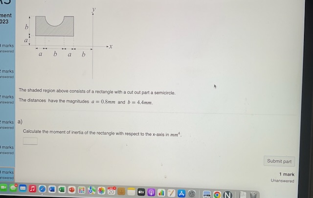 Solved The shaded region above consists of a rectangle with | Chegg.com