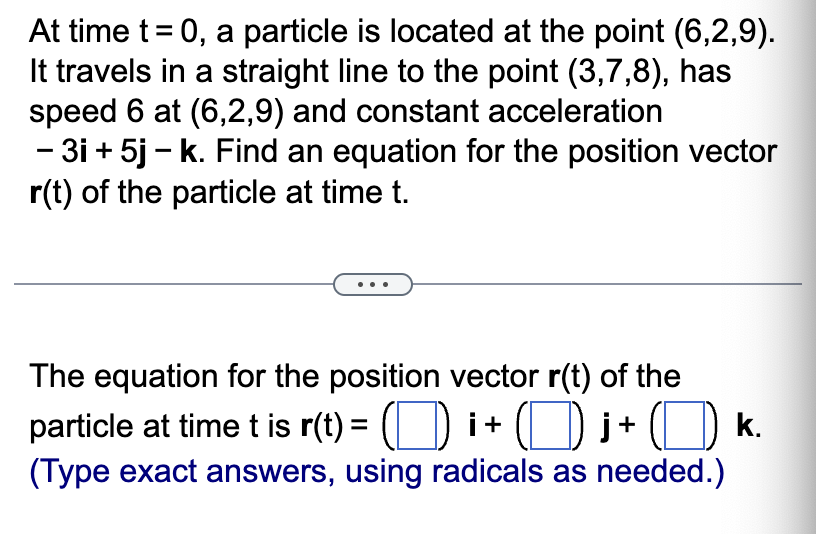 Solved At time t=0, a particle is located at the point | Chegg.com