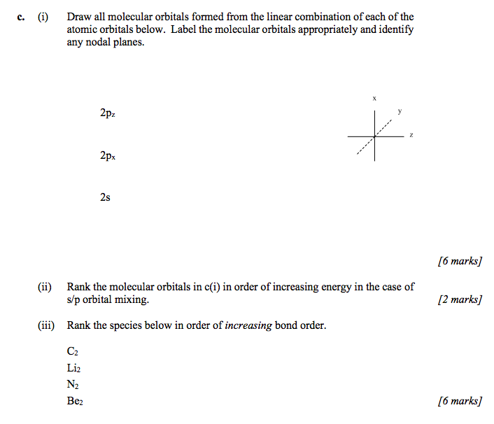Solved C 1 Draw All Molecular Orbitals Formed From The