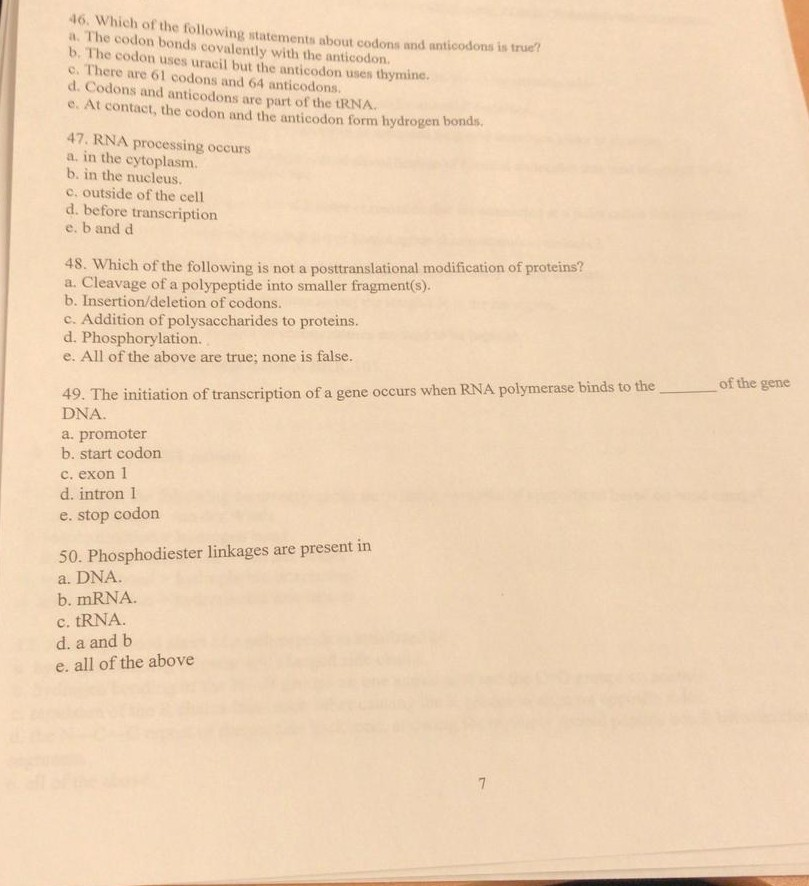 Solved 46. Which of the following statements about codons | Chegg.com
