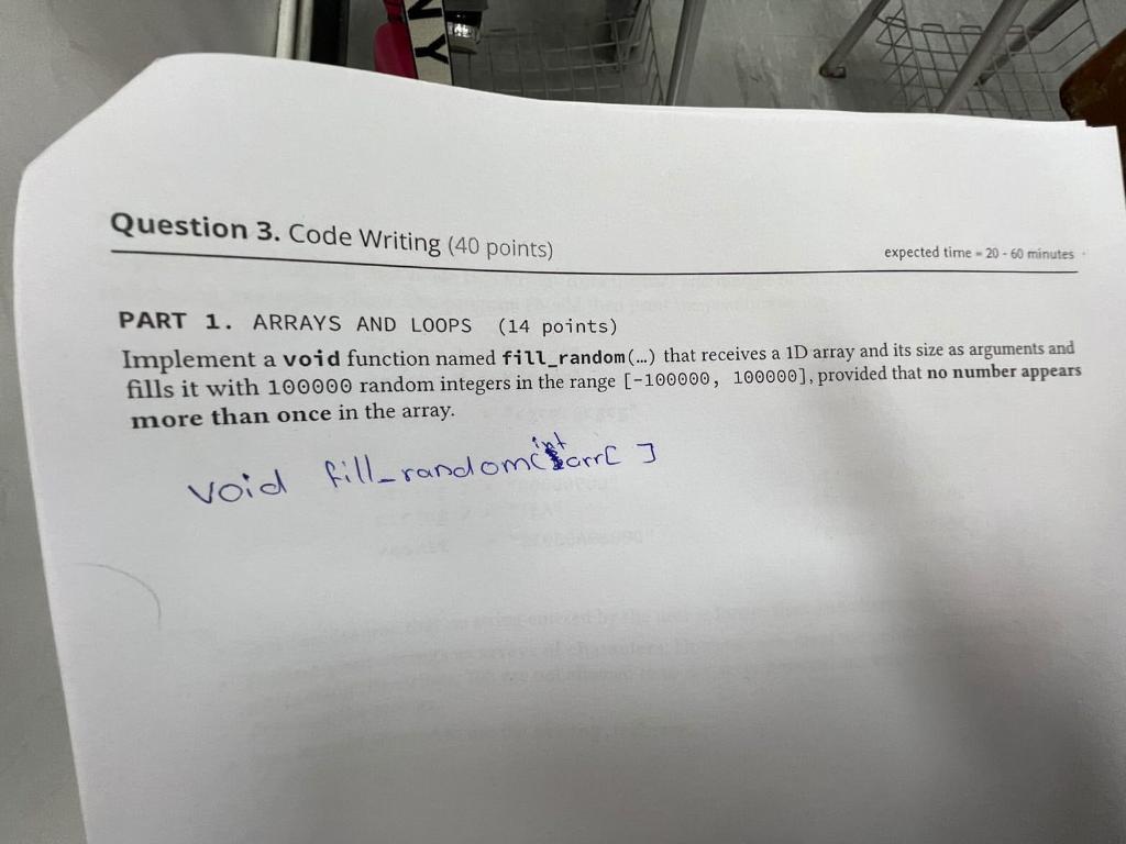 Solved Question 3. Code Writing (40 points) expected | Chegg.com