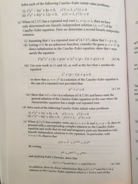 Solved Cauchy-Euler equations I am | Chegg.com