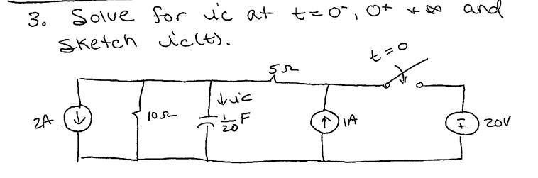 Solved 3. Solve for ic at t=0−,0+∗∞ and | Chegg.com