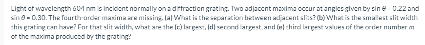 Solved Light of wavelength 604 nm is incident normally on a | Chegg.com